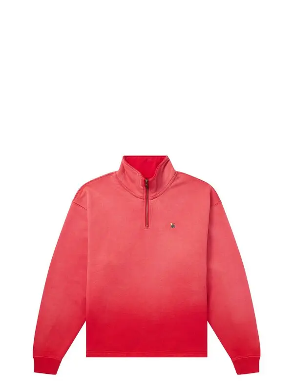 Aimé Leon Dore Logo-embroidered Half-zip Cotton Sweatshirt - Red