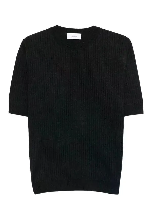 LARDINI Ribbed Knit T-shirt - Black