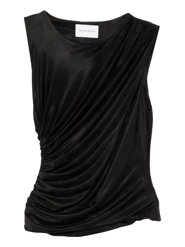 MARSEM Sleeveless Ruched Top - Black