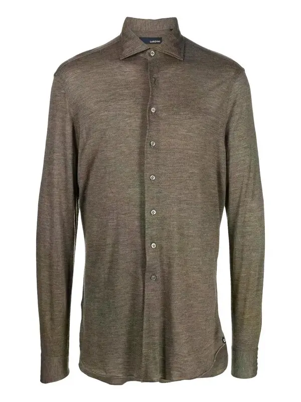 LARDINI Button-front Long-sleeved Polo Shirt - Brown
