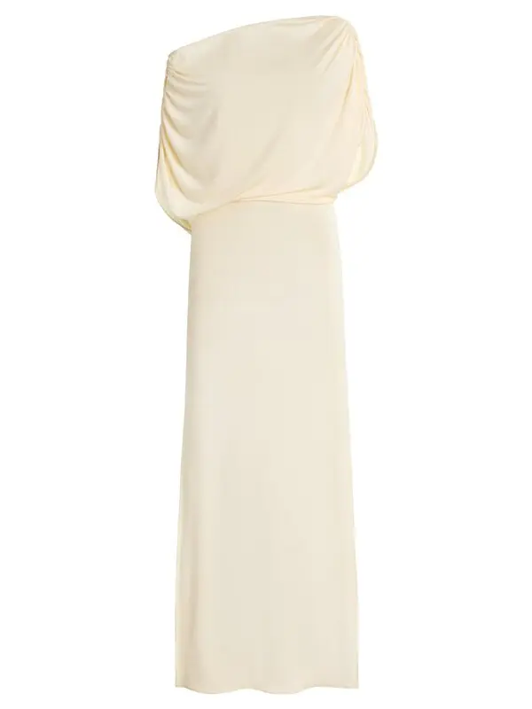 MORE NOIR Freya Silk Jersey One-shoulder Dress - White