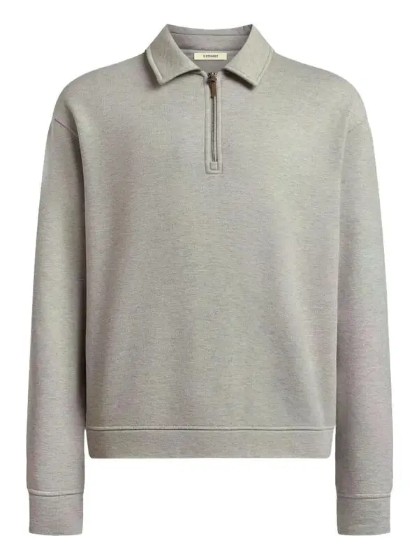 12 STOREEZ Mélange-effect Polo Shirt - Grey