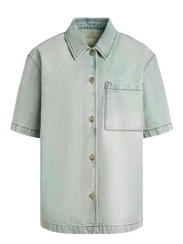 12 STOREEZ Bowling Denim Shirt - Blue
