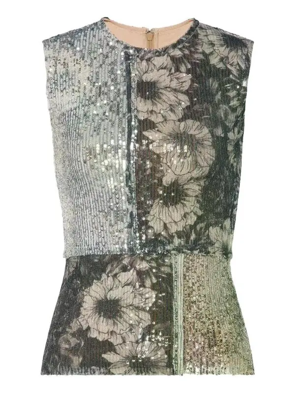 MAISON MARGIELA Sequin And Floral Print Sleeveless Top - Grey