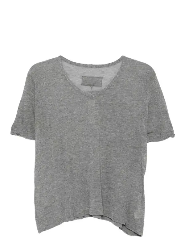 PRIVATE 0204 V-neck Short Sleeve T-shirt - Grey