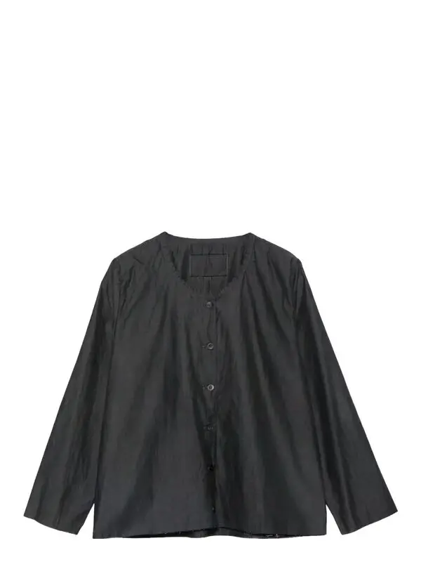 PRIVATE 0204 Buttoned Collarless Blouse - Grey