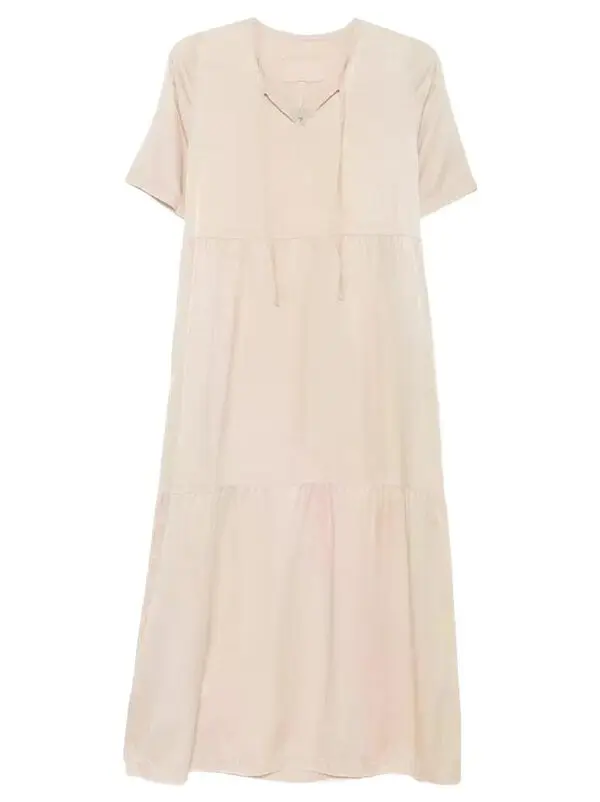 PRIVATE 0204 Tiered Tie Midi Dress - Neutrals