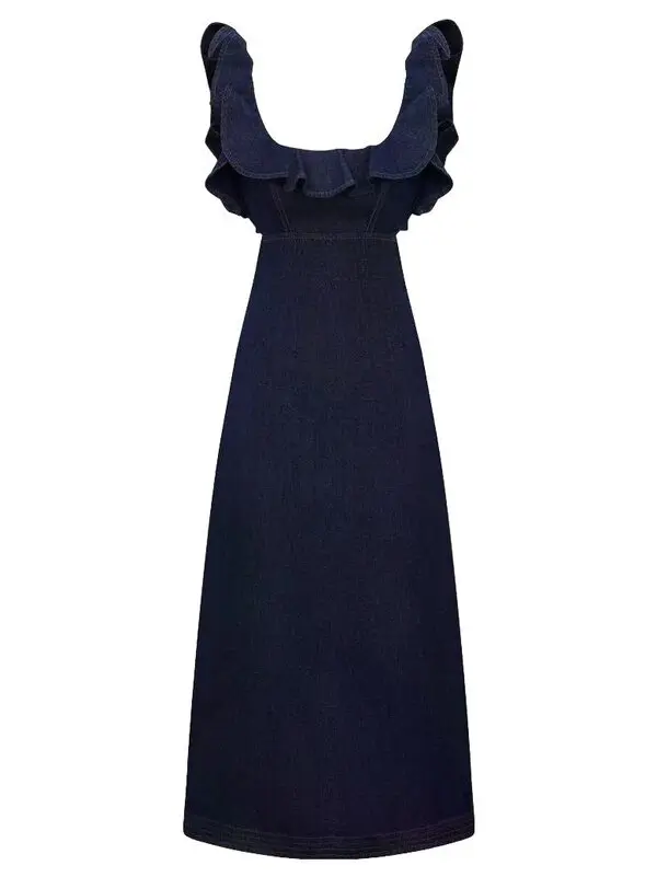 Zimmermann Aster Ruffled Denim Dress - Blue