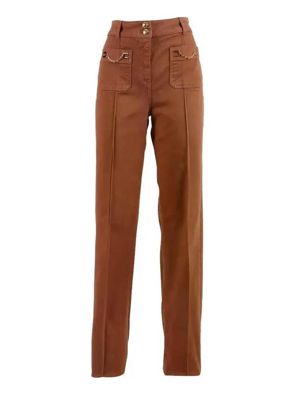 Elisabetta Franchi Chain-detail Trousers - Brown