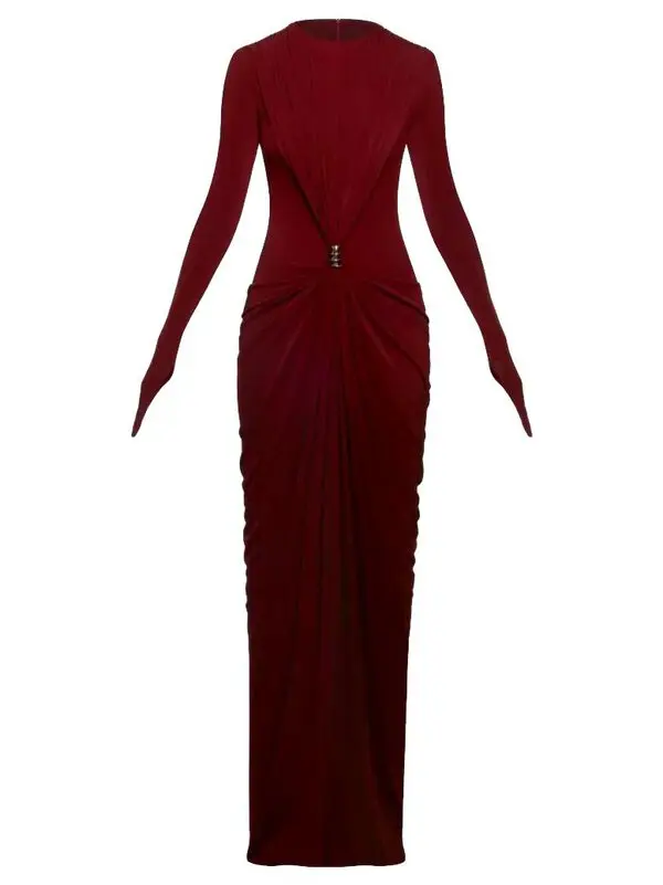 CHATS BY C.DAM Zayra Long-sleeve Draped Dress - Red