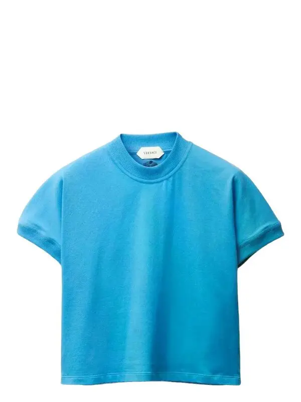 Versace Cotton-jersey Medusa Embroidered Short-sleeve Top - Blue