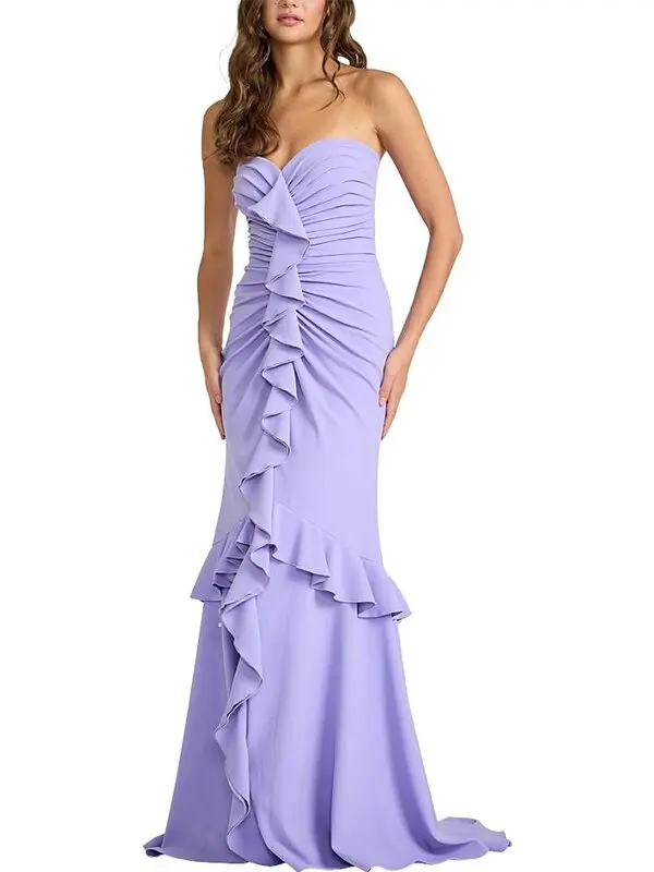 Tadashi Shoji Spargo Cascading Ruffle Gown - Lavender Mist