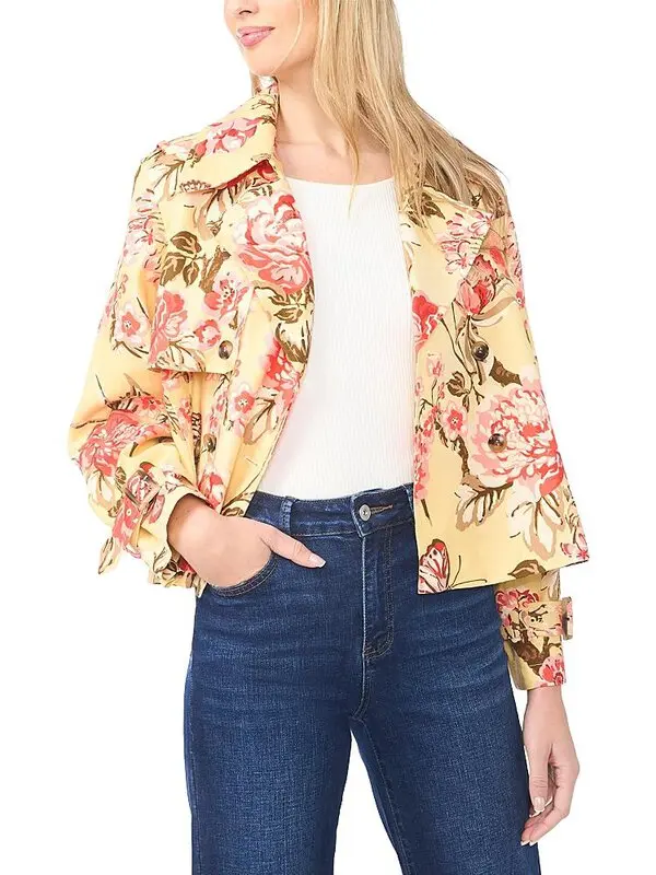 Ted Baker London Linen Blend Hip Length Trench Jacket - Creamed Corn
