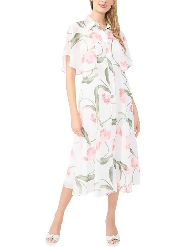 Ted Baker London Miriam Flutter Sleeve Midi Dress - Rosy Touch
