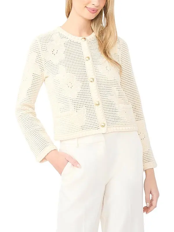 Ted Baker London Dana Floral Pointelle Cardigan - Light Fawn