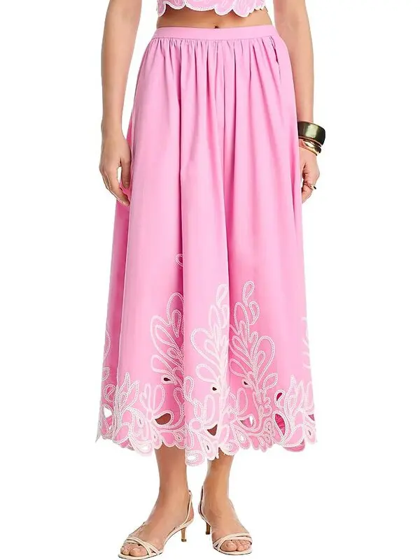 Cinq À Sept Paisley Bloom Embroidered Skirt - Rosewater Pink/ White