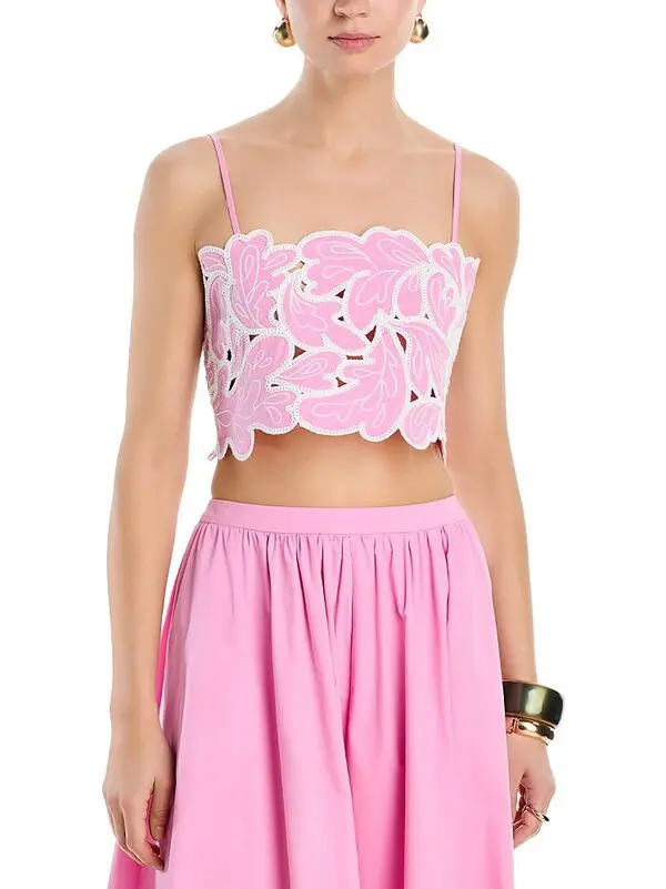 Cinq À Sept Paisley Bloom Embroidered Top - Rosewater Pink/ White