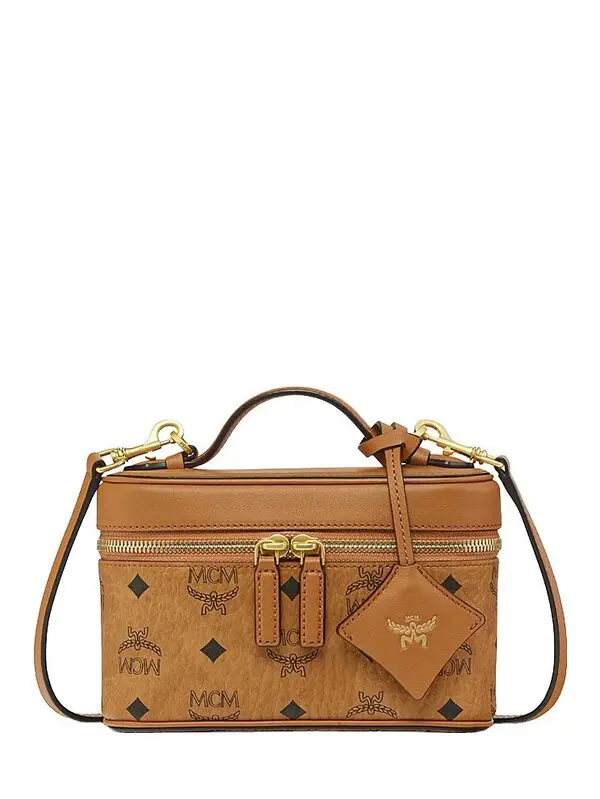 Mcm Aren Mini Visetos Crossbody Bag - Cognac