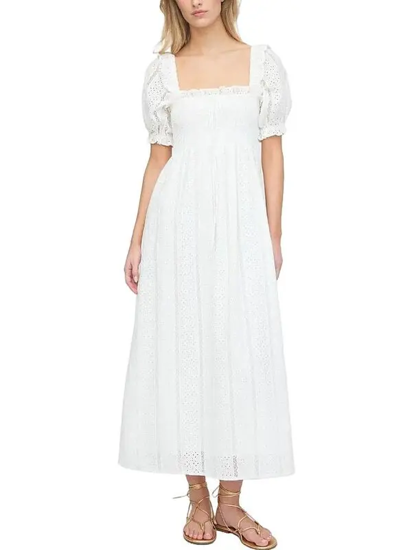 Hill House Home The Scarlett Midi Dress - White Broderie Voile