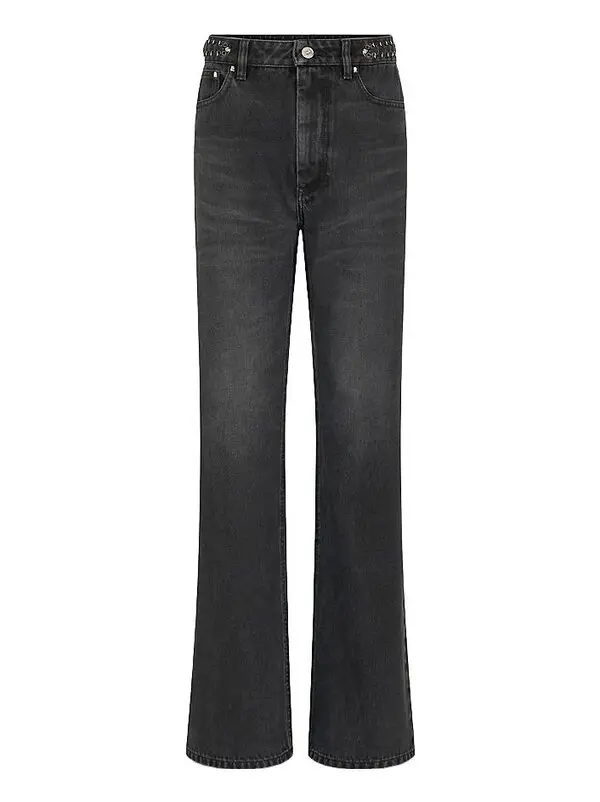 Rabanne Pantalon High Rise Cotton Jeans - Used Black Denim