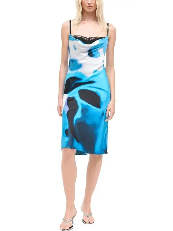Staud Evangeline Silk Blend Dress - Blue Haze