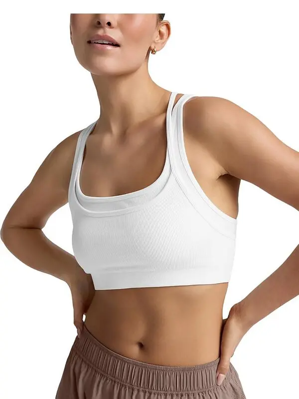 Beyond Yoga Seamless Moves Layered Bra - White