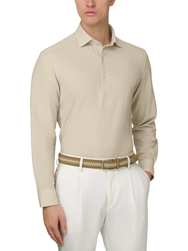 Boggi Milano Regular Fit Structured Polo Shirt - Sand