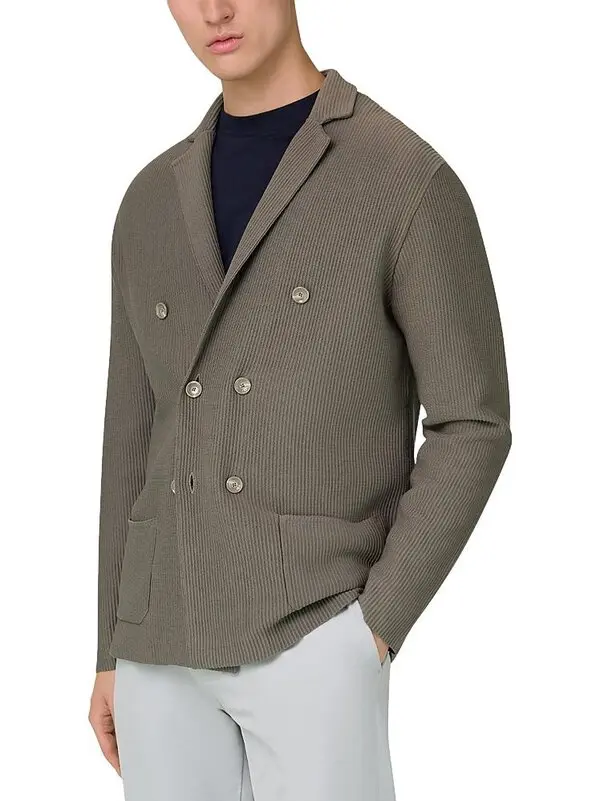 Boggi Milano Regular Fit Double Breasted Jacket - Mud