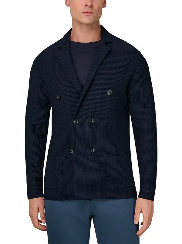 Boggi Milano Regular Fit Double Breasted Jacket - Navy Blue