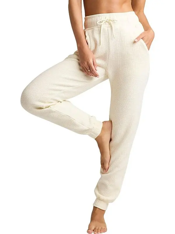 NEGATIVE Waffle Knit Jogger With High Waist And Pockets - Cream