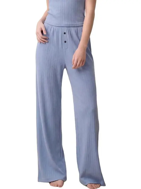 Lunya Pointelle Wide Leg Pant - Bluebell Bloom