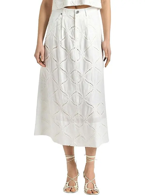 Derek Lam 10 Crosby Nydia Open Embroidered Skirt - White