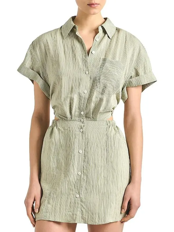 Derek Lam 10 Crosby Alba Waist Cutout Dress - Fatigue Stripe