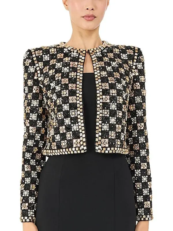 Jenny Packham Dahlia Crystal-embellished Jacket - Liquorice