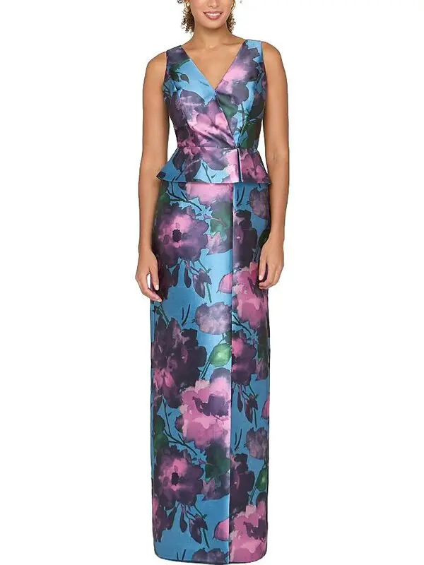 KAY UNGER Celeste Column Gown - Turquoise