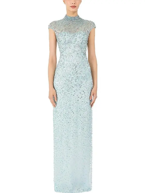 Jenny Packham Treasure Beaded Maxi Gown - Alice Blue