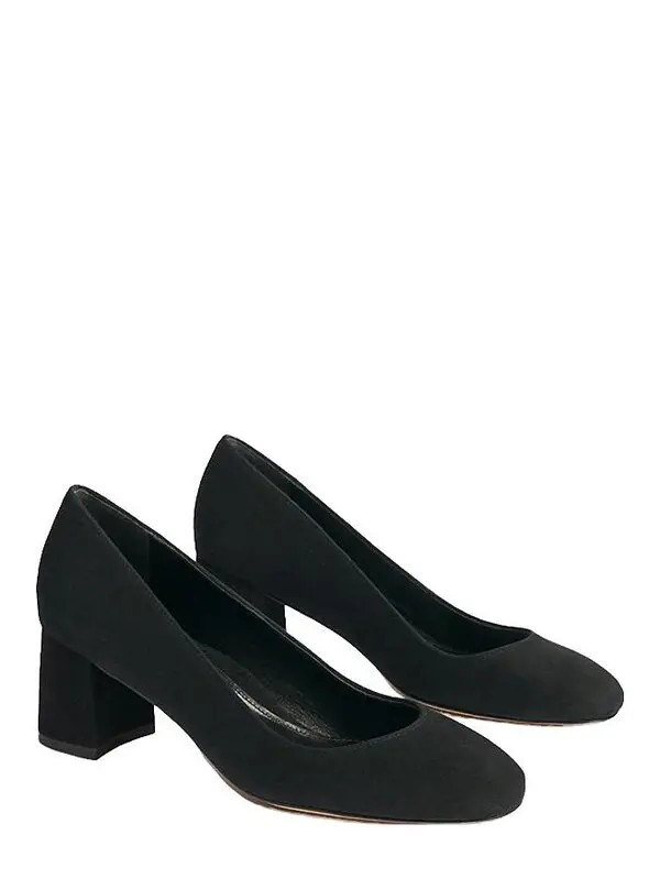 Marion Parke Suede Block Heel Pumps - Black