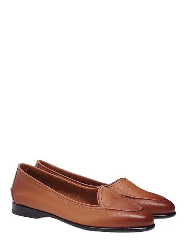 Santoni Leather Andrea Loafer - Medium Brown