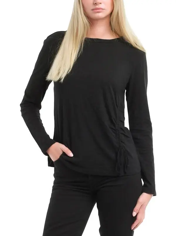 WILT CLOTHING Long Sleeve Ruched Side T-shirt - Black