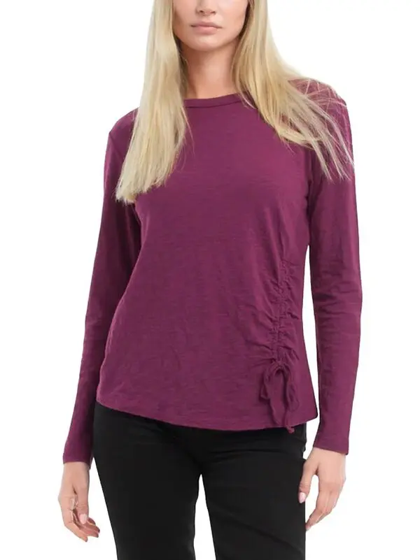 WILT CLOTHING Long Sleeve Ruched Side T-shirt - Magenta Purple