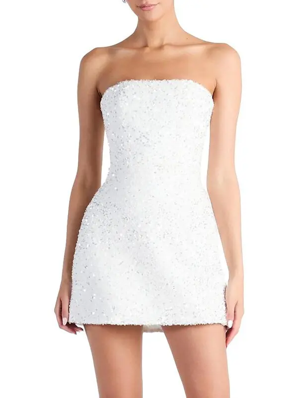 HELSI Linda Sequin Strapless Mini Dress - White