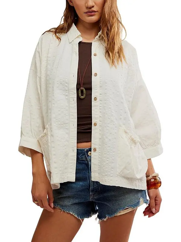 Free People Seersucker Shirt - Coconut Milk