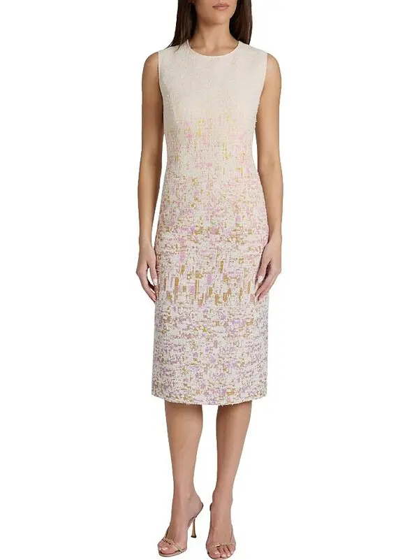 Santorelli Britta Midi Sheath Dress In Ombre Jacquard - Pearl