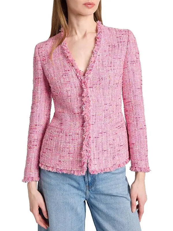 Santorelli Cynthia Jacket In Luxury Cotton Blend Tweed - Candy Pink