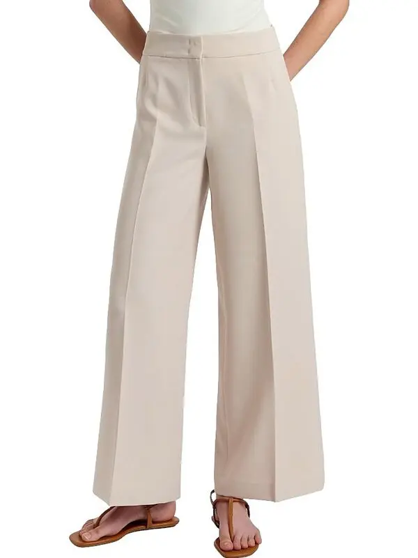 Santorelli Wide Leg Cropped Pant - Beige