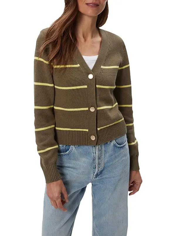 Michael Stars Tracey Button-down Crop Cardigan Sweater - Caper/buttercup