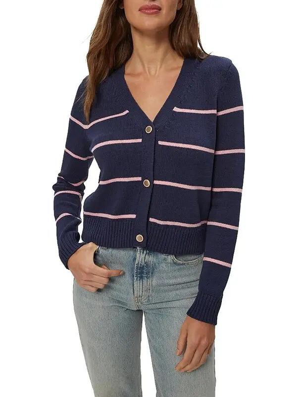 Michael Stars Tracey Button-down Crop Cardigan Sweater - Nocturnal /dragonfruit