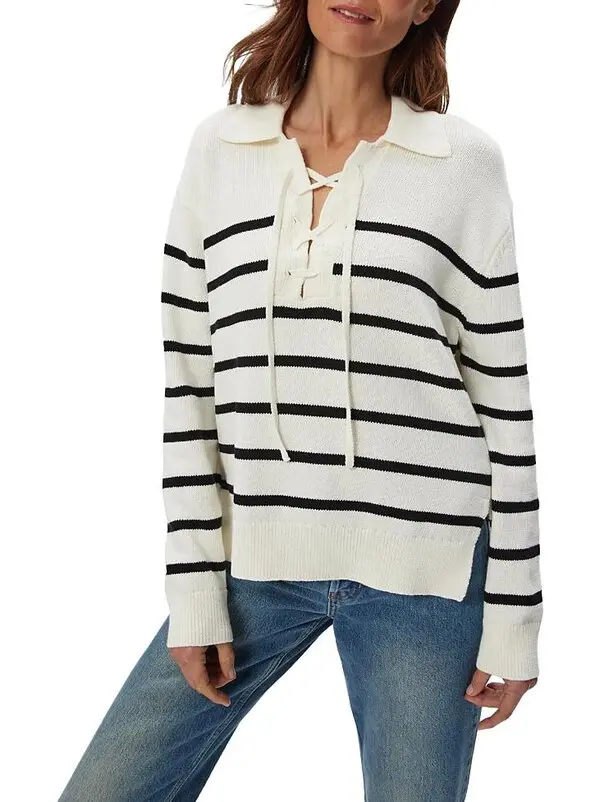 Michael Stars Collared Pullover Sweater - Ivory Black