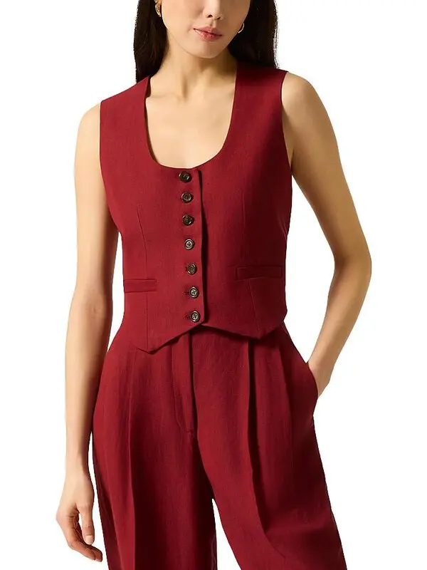 ARGENT Scoop Neck Waistcoat - Maroon