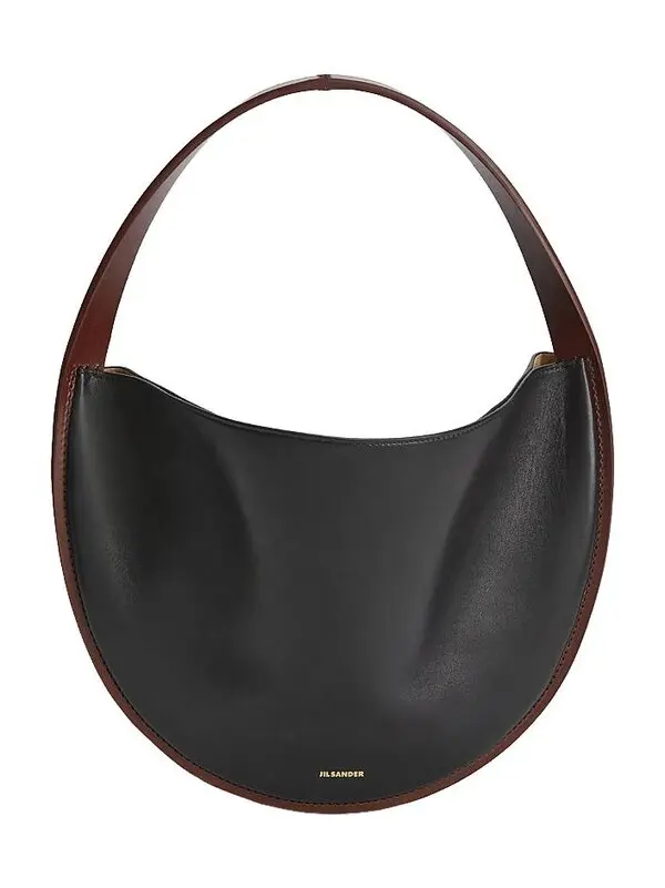 JIL SANDER Pivot Medium Leather Hobo Bag - Black